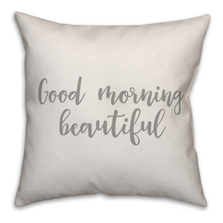 Good Morning Beautiful Pillow, White - Contemporary - Decorative ...