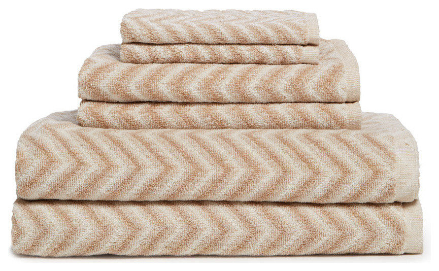 Chevron 6-Piece 100% Cotton Bath Towel Set - Contemporary - Bath Towels ...