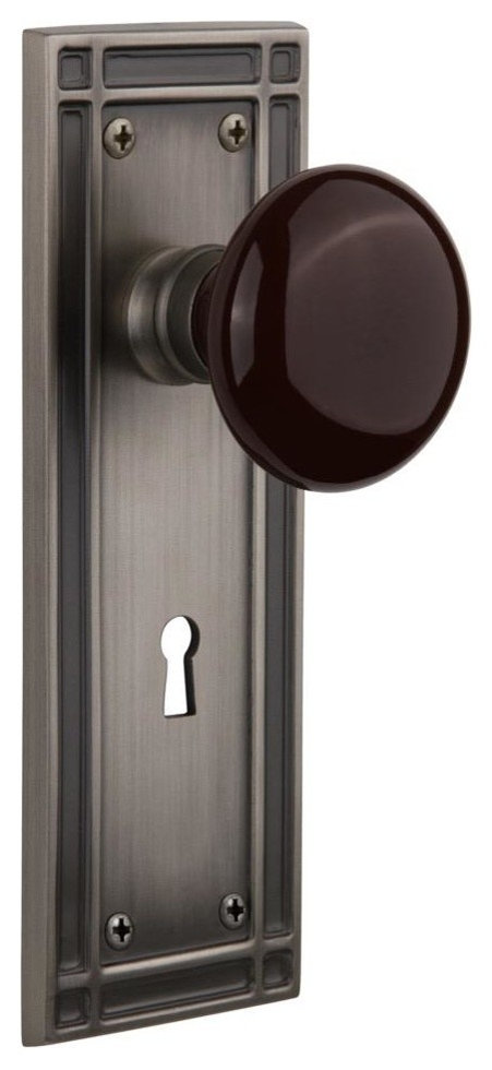 Nostalgic Mission Plate with Brown Porcelain Knob and Keyhole ...