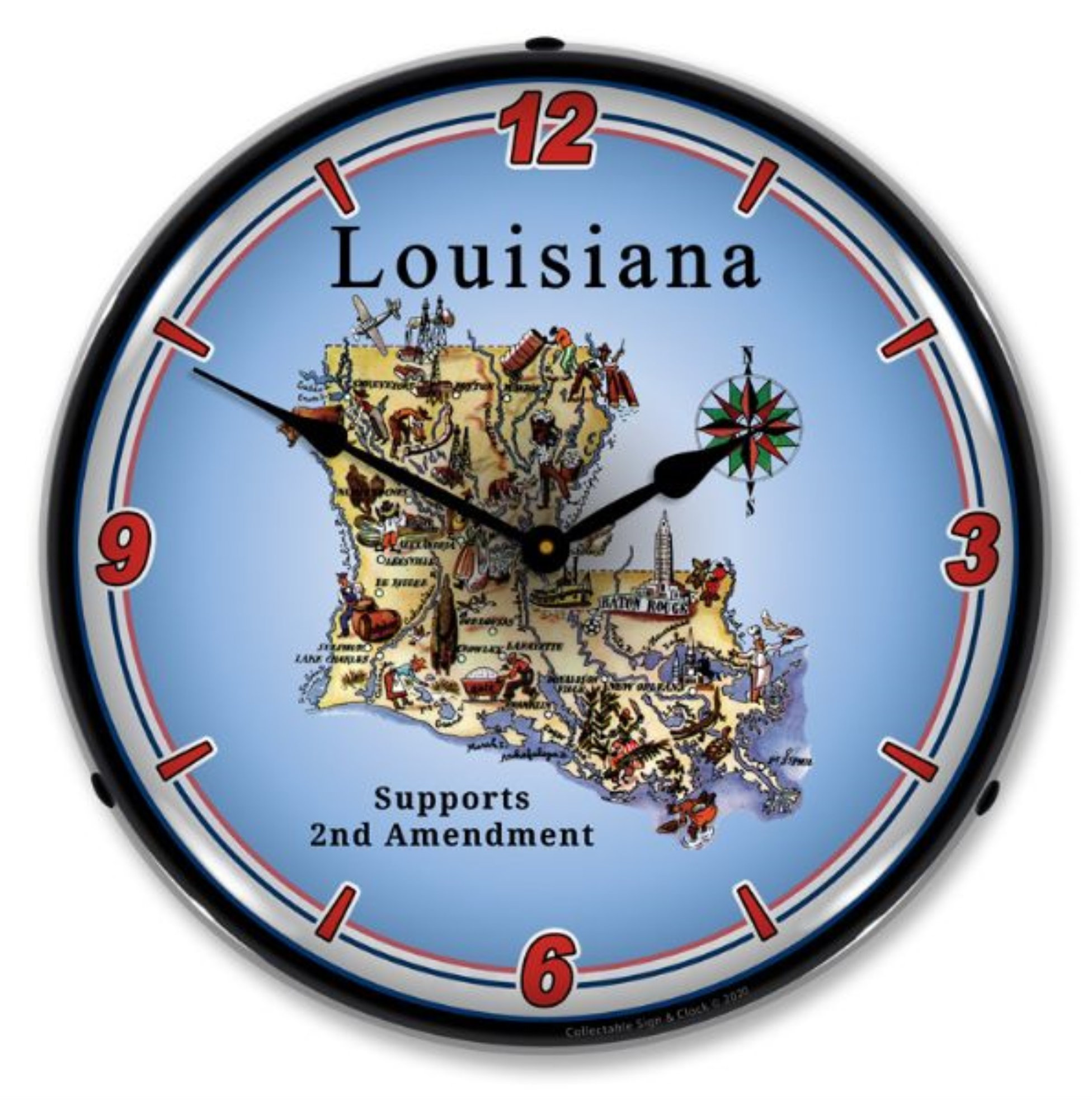 N20031041 Louisiana Supports the 2nd Amendment Clock - Contemporary - Wall Clocks - by ...