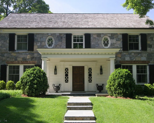 White Colonial Style Homes Portico
