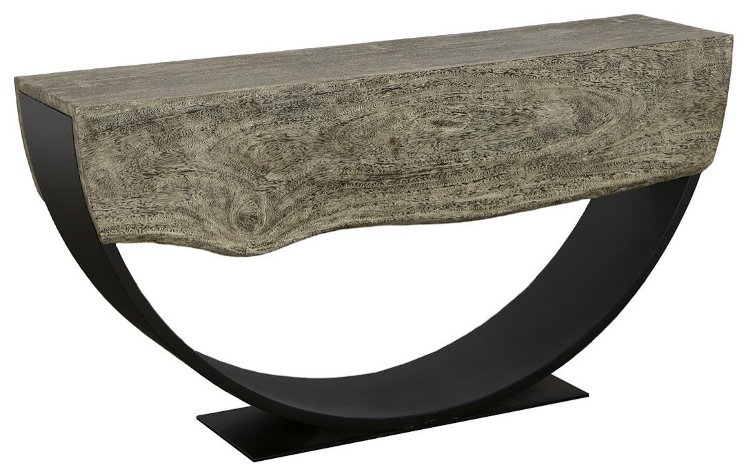 Arc Console Table, Gray Stone, Double Sided, 60x14x31" - Transitional ...