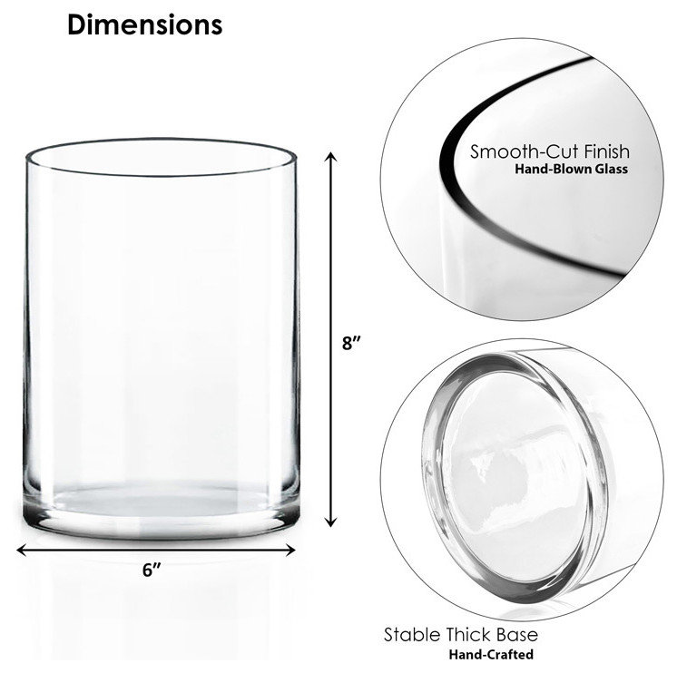 Glass Cylinder Vases with 6 inches Diameter Hand Blown Wedding ...
