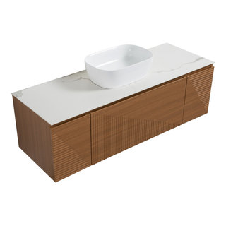 Simon Series Wall Mount Vanity With a Porcelain Vessel Sink, 60 ...