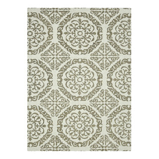 Britton Rothwell Ivory Hand-Tufted Wool Area Rug, 8'x11' - Traditional ...