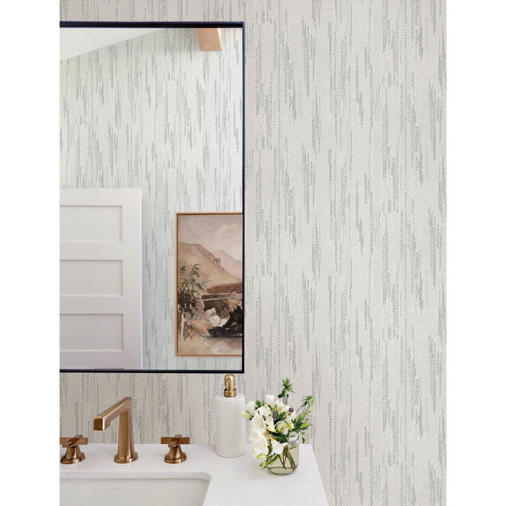 Baris Charcoal Stipple Stripe Wallpaper Sample, Swatch - Contemporary ...