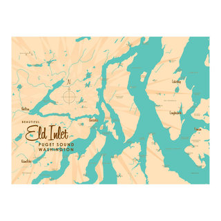 Lakebound Eld Inlet Map Art Print, 9"x12" - Contemporary - Fine Art ...