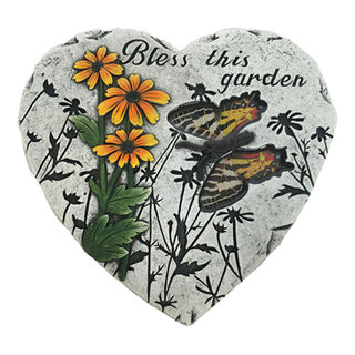 8" Cement Bless This Garden Heart Shaped Stepping Stone - Farmhouse ...