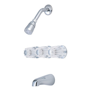 Elite Three Handle Tub Shower Set, Polished Chrome - Contemporary ...