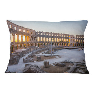 Inside Ancient Roman Amphitheater Landscape Throw Pillow, 12"x20 ...