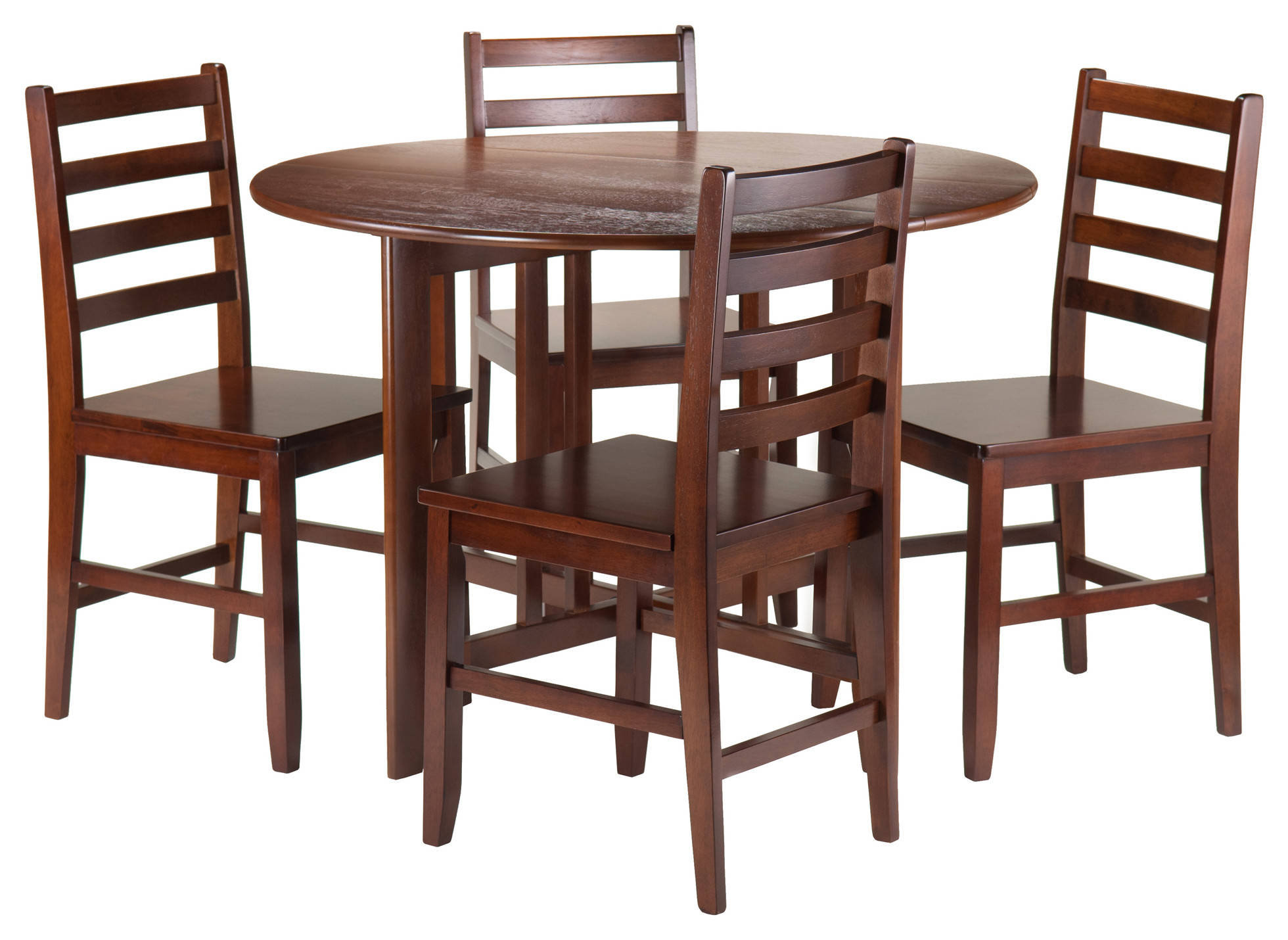 Winsome Wood Alamo 5-Pc Round Drop Leaf Table With 4 Hamilton Ladder ...