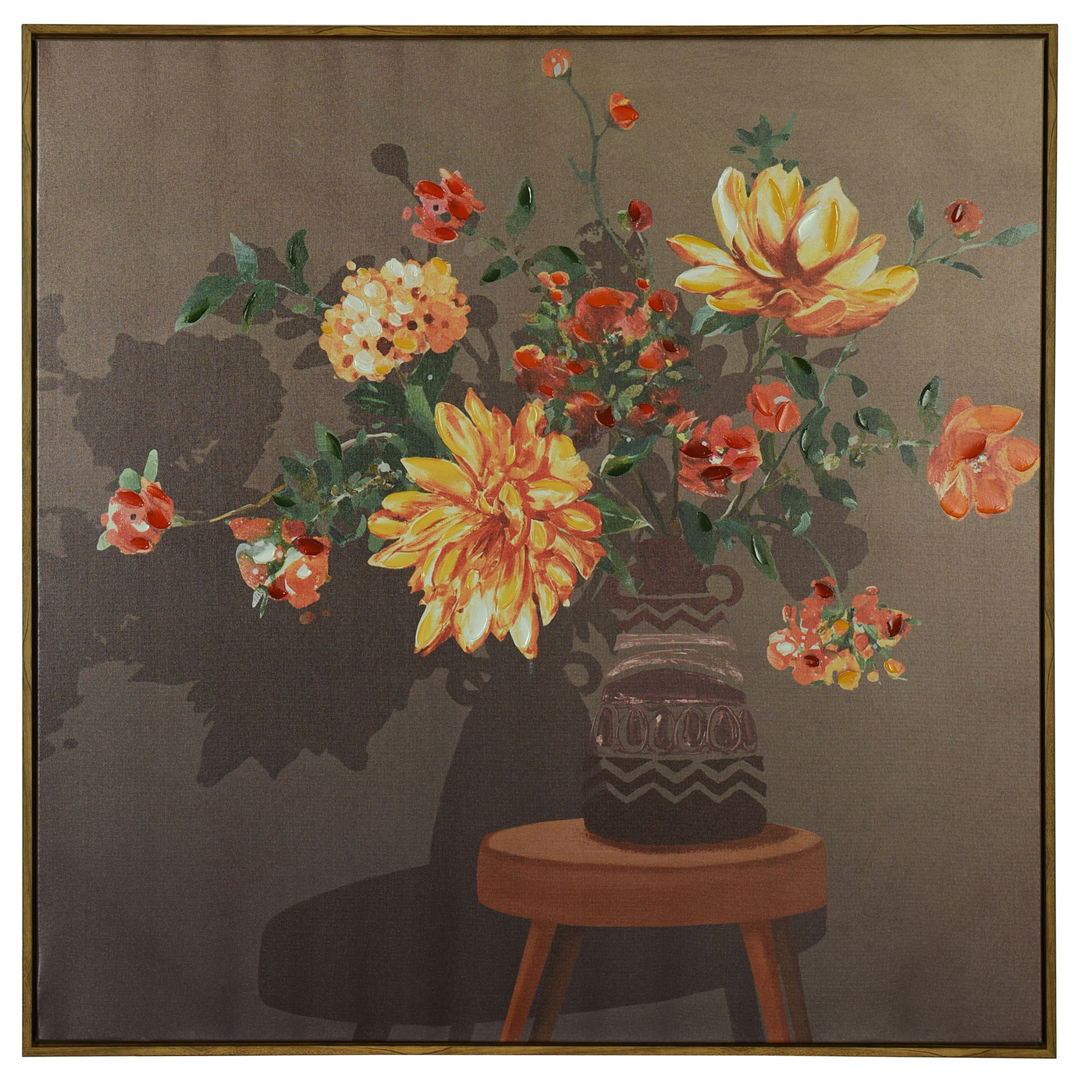 Still Life Bouquet Canvas Wall Art Hand Painted Accents Natural Wood ...