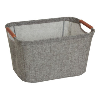 Small Tapered Soft-Side Storage Bin With Wood Handles, Small ...