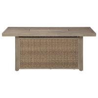 Signature Design by Ashley Beachcroft Rectangular Fire Pit Table in Beige - Tropical - Fire Pits ...
