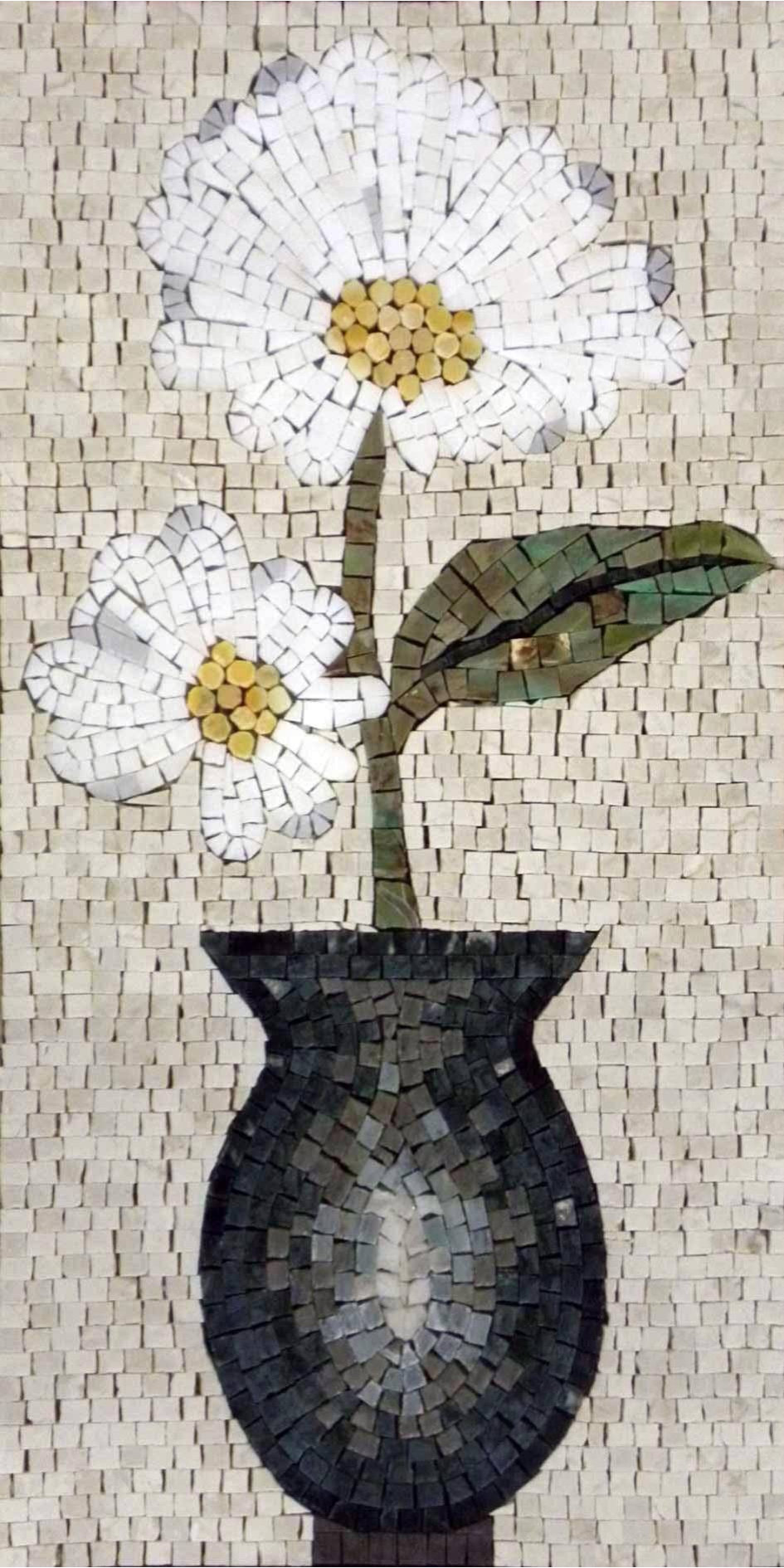 Mosaic Designs, White Daisy, 18" x 36" - Contemporary - Tile Murals ...