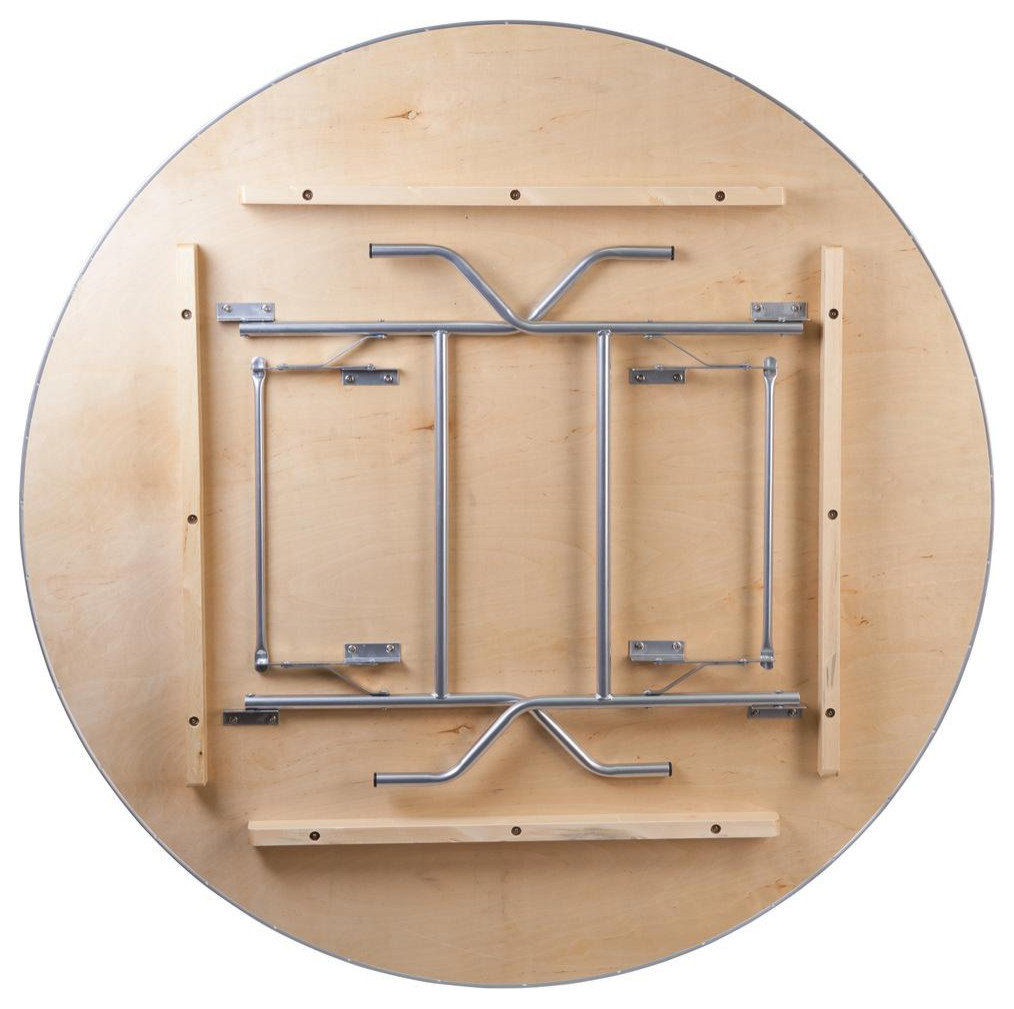 5.5-Foot Round HEAVY DUTY Birchwood Folding Banquet Table with METAL ...