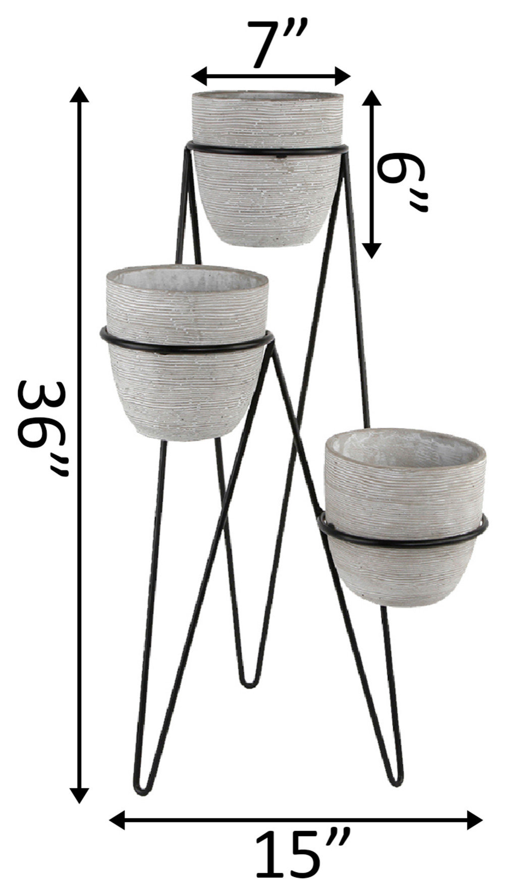 36" Tall 3-Tier Lava Cement Pots - Industrial - Indoor Pots And ...