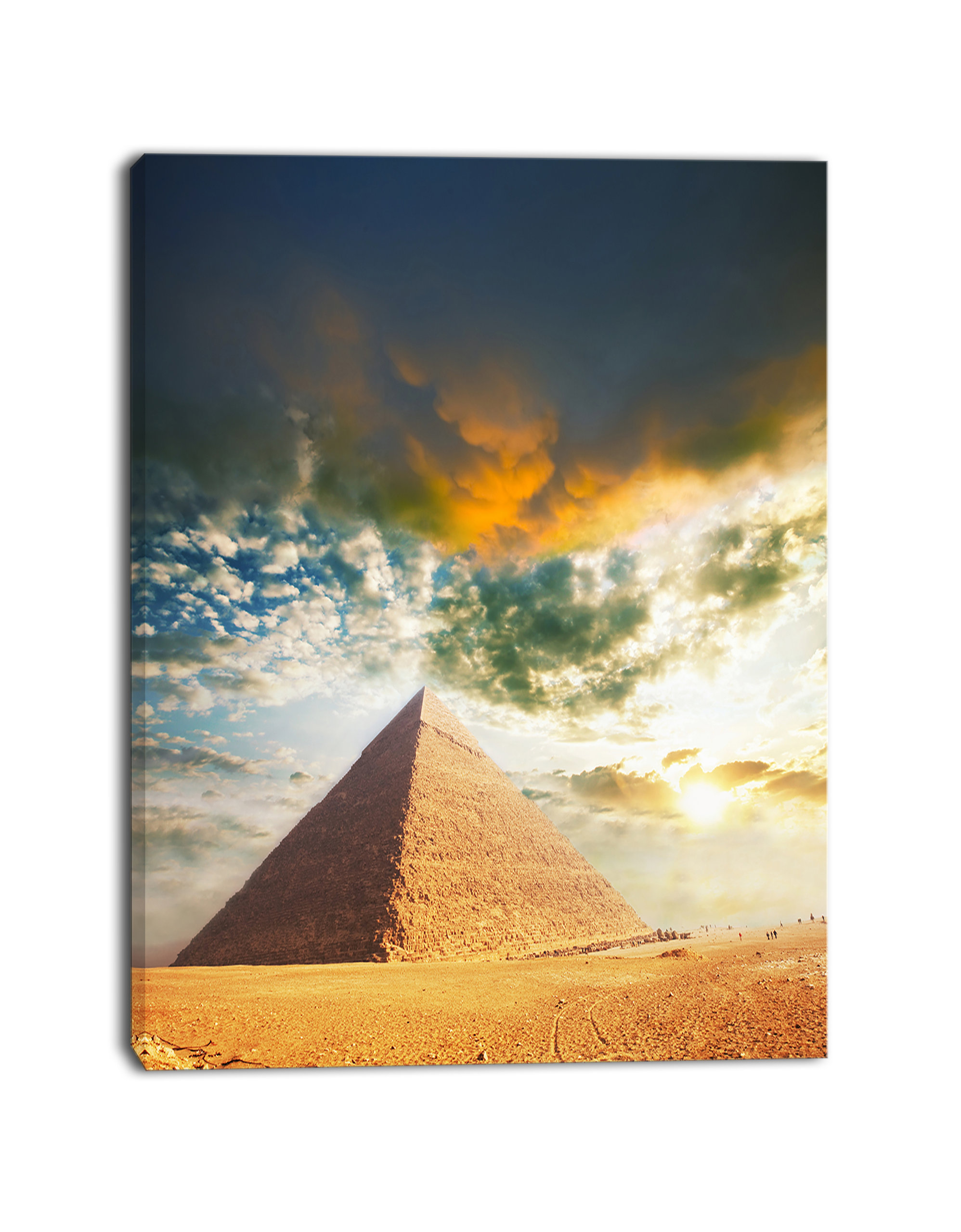 Egyptian Pyramid under Cloudy Skies, Modern Landscape Canvas Art, 30 ...