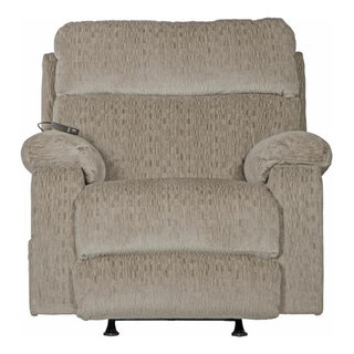 Vale Power Rocker Recliner with Heat and Massage in Beige Polyester ...