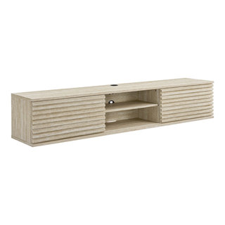 Render 70" Faux Travertine Wall-Mount Media Console TV Stand ...