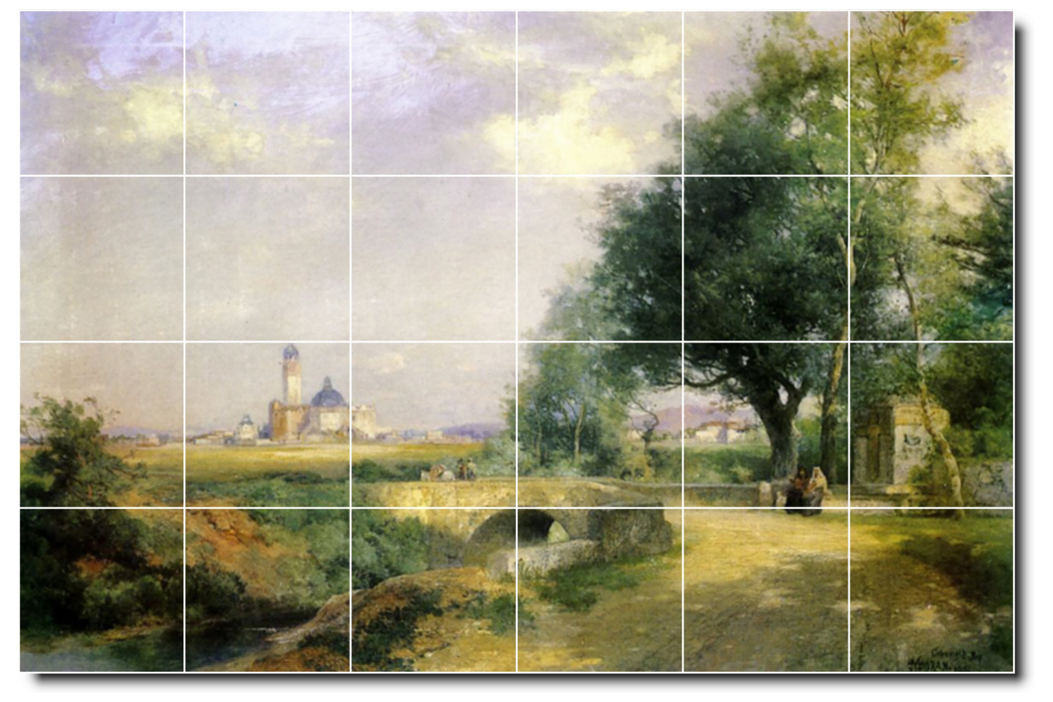 Thomas Moran Landscapes Painting Ceramic Tile Mural #575, 48" Wide x 32 ...