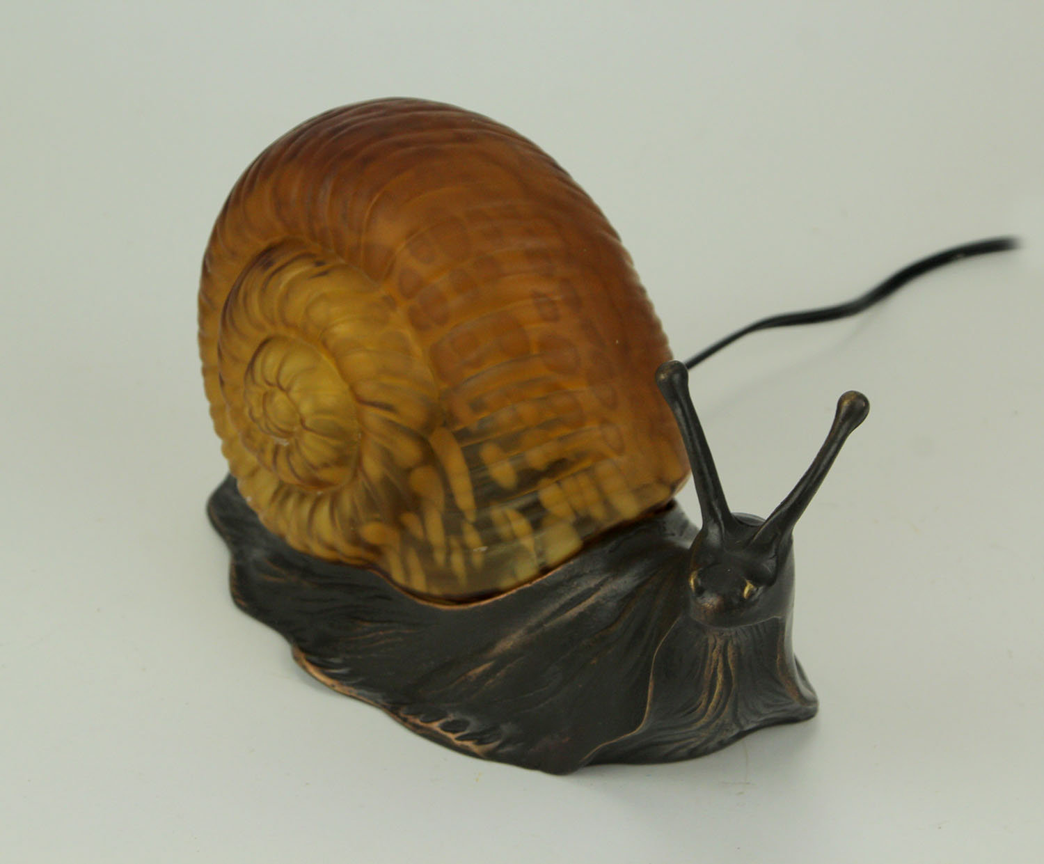 Amber Glass Art Shell Metal Snail Figurine Accent Lamp, Small ...
