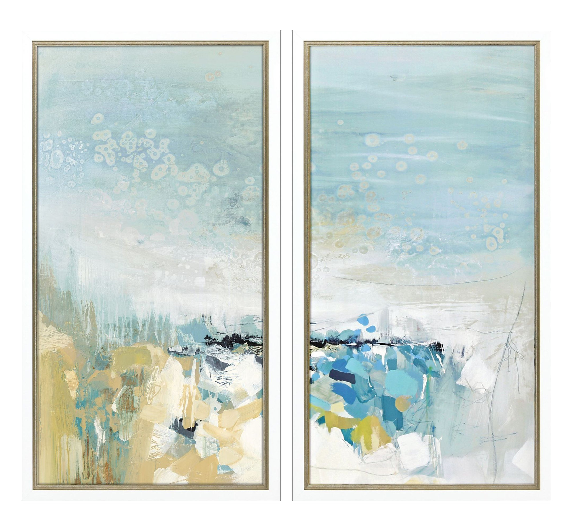 Lagoon Blue Artwork, 2-Piece Set - Contemporary - Prints And Posters ...