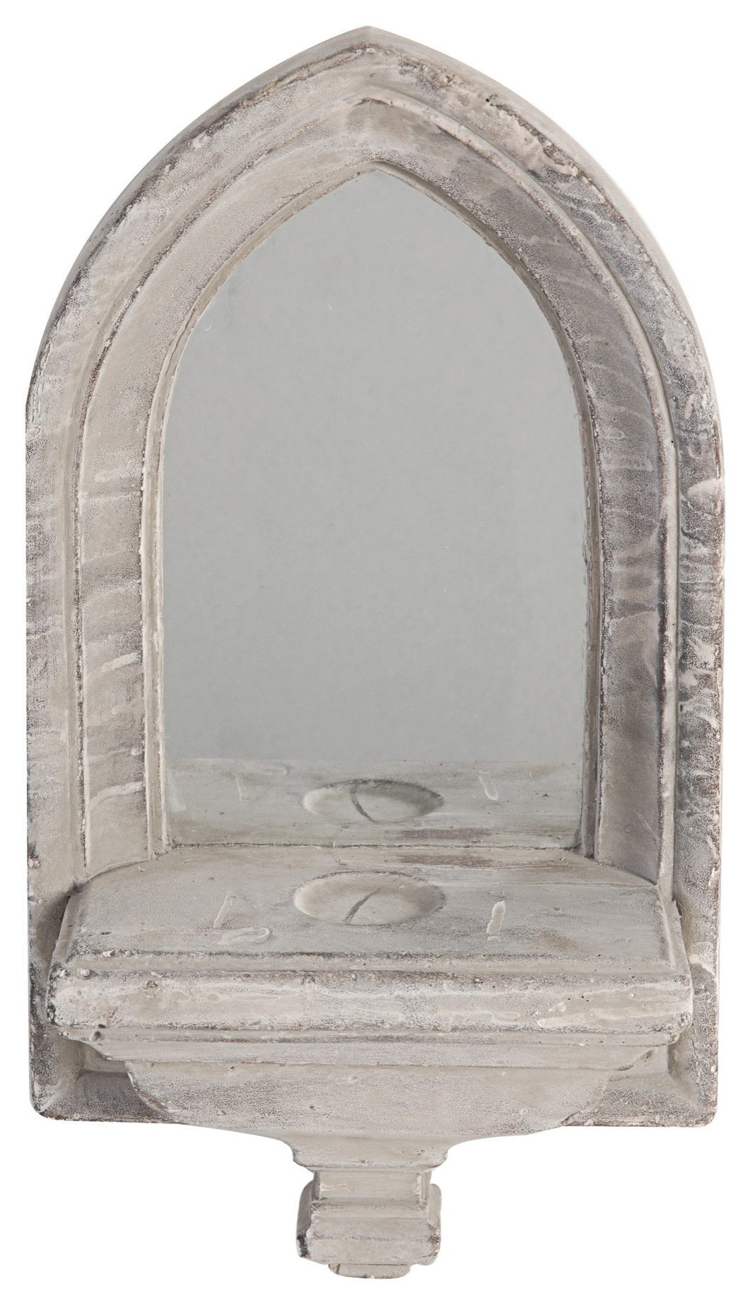 Cement Protected Decorative Wall Mirror, Washed White - Farmhouse ...