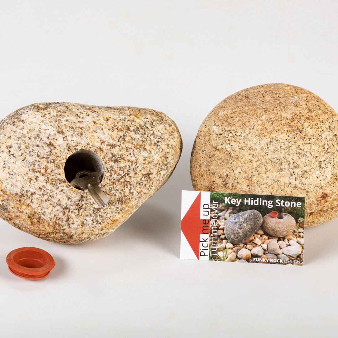 Real Rock Key Hiding Stone - Rustic - Garden Statues And Yard Art - by ...