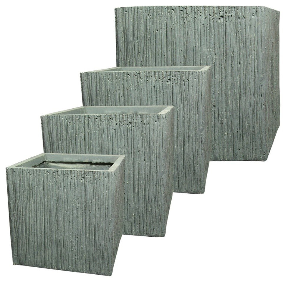 Textured Fiber Clay Pots (Set of 4) - Transitional - Outdoor Pots And ...