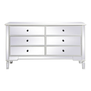 Elegant Decor MF6-1036AW 60 inch mirrored 6 drawer chest in antique ...