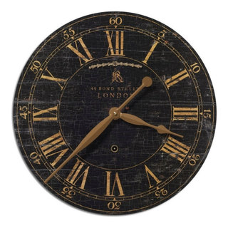 18" Wall Clock, 18"Wx2" Deep Weathered Crackled - Farmhouse - Wall ...