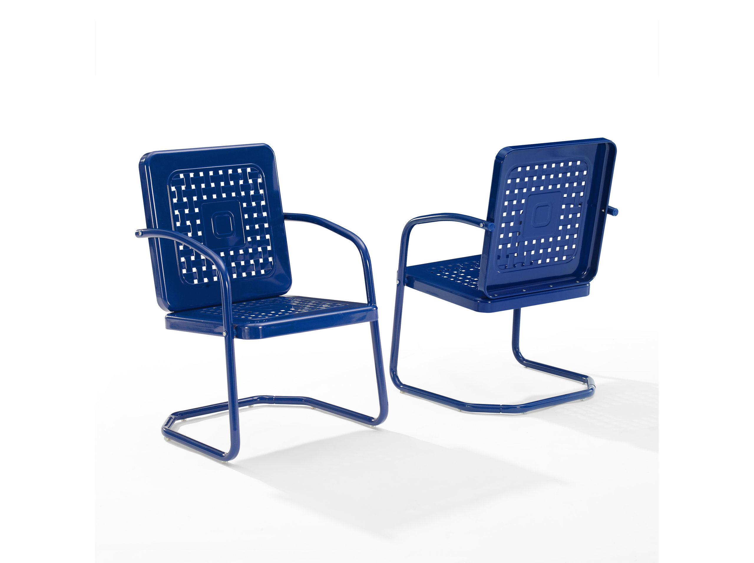Bates 2Pc Outdoor Metal Armchair Set Navy 2 Armchairs - Contemporary ...