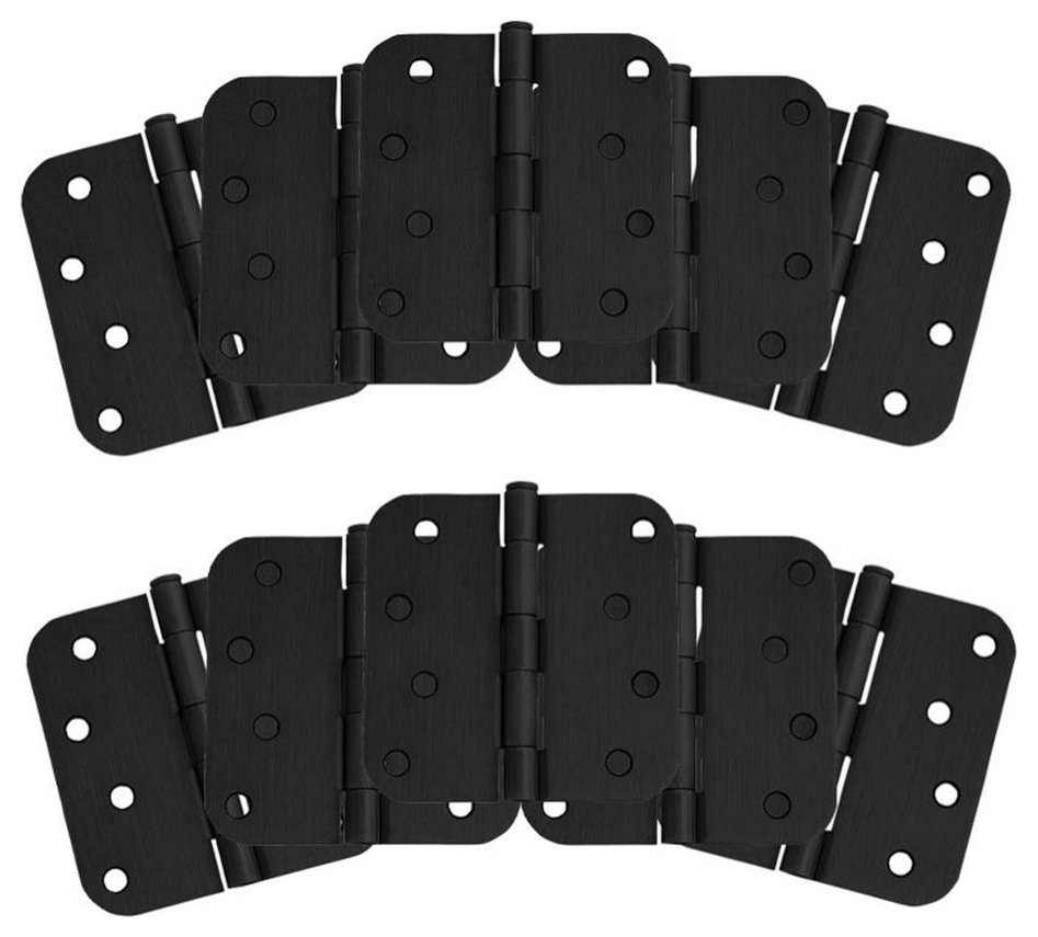 Radius 8-Hole Door Hinge in Stainless Steel Matte Black 10-Pack ...