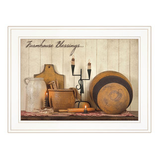 Farmhouse Blessings 2 White Framed Print Wall Art - Farmhouse - Prints ...