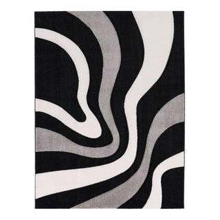 Modern Area Rug With Wave Pattern, 5'3"x7'7" - Contemporary - Area Rugs ...