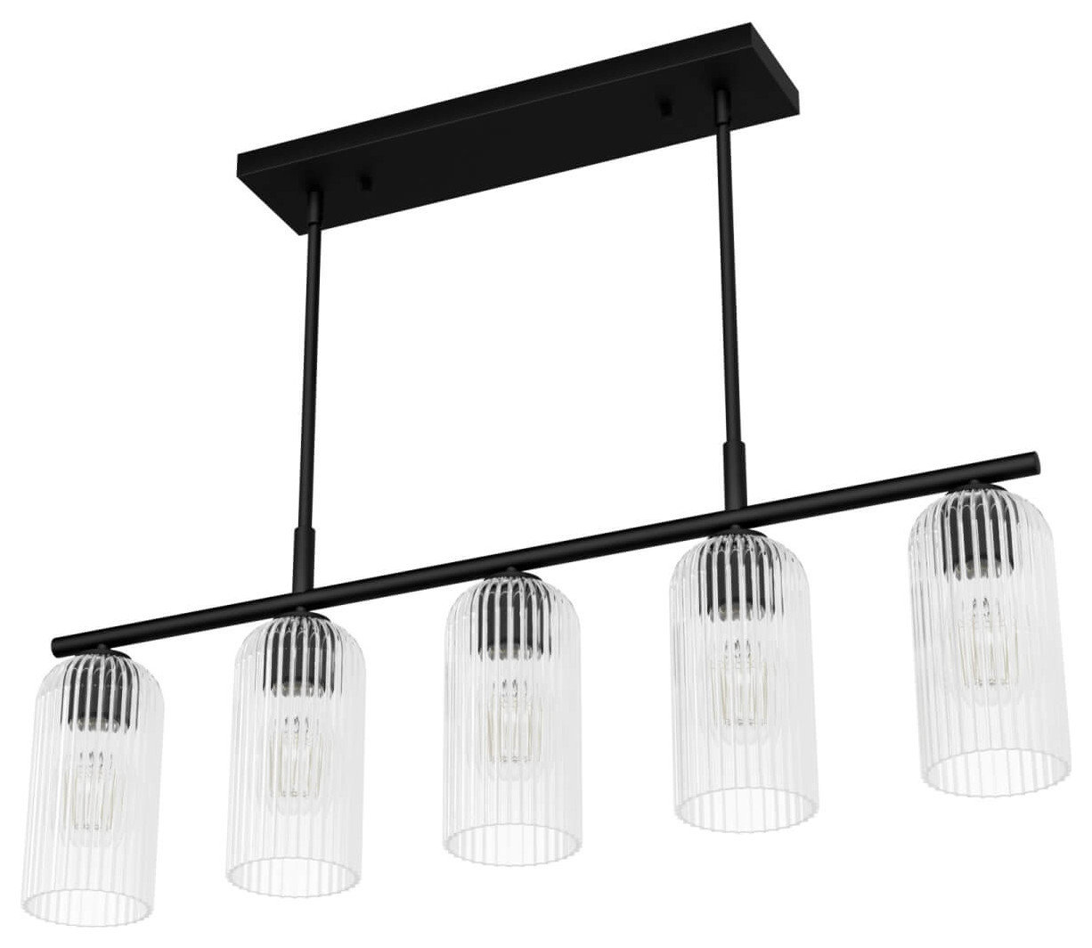 Hunter Beverly Glen 5 Light 37" Linear Light, Matte Black With Clear ...