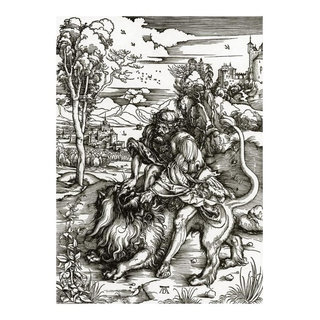 "Samson Killing The Lion" Digital Paper Print by Albrecht Durer, 18"x24 ...