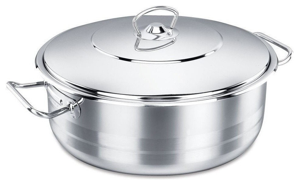 Korkmaz Stainless Steel Dutch Oven With Lid, 11 Quart - Contemporary ...