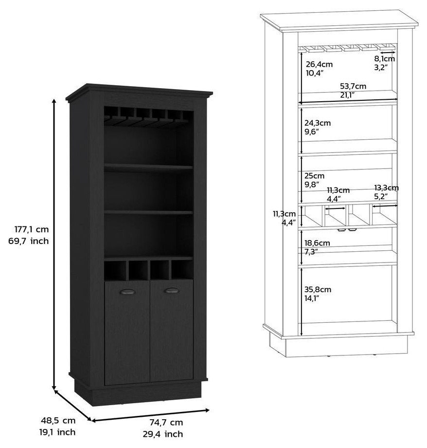 Bar Cabinet Elegant Multi-Storage Unit with Built-in Bottle and Glass ...