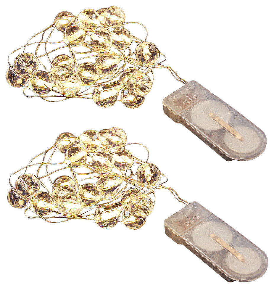 Battery Operated Submersible Mini String 20-Light With Crystal B, Set ...
