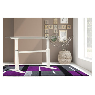 Adjustable Height Standing Office Desk MDF Melamine Top In White Color ...