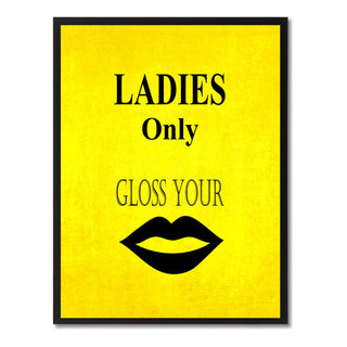 "Ladies Only" Sign Yellow Print on Canvas with Picture Frame, 13"x17 ...
