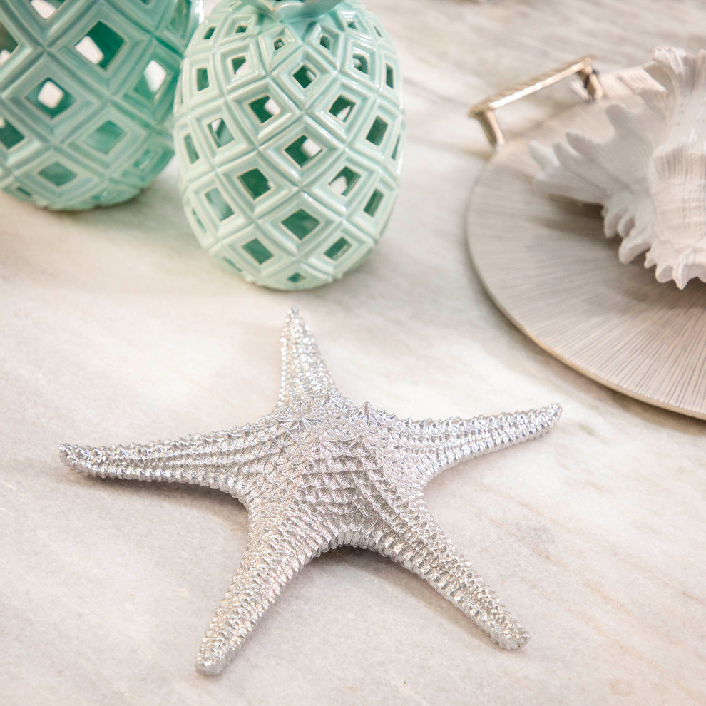 Polyresin 3"h Starfish Figurine, Silver - Beach Style - Decorative ...