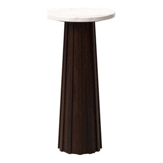 Ma'gro Drink Table, Marble Top With Walnut Finish - Modern - Side ...