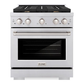 ZLINE 30" Freestanding Gas Range, Stainless Steel With Brass Burners ...