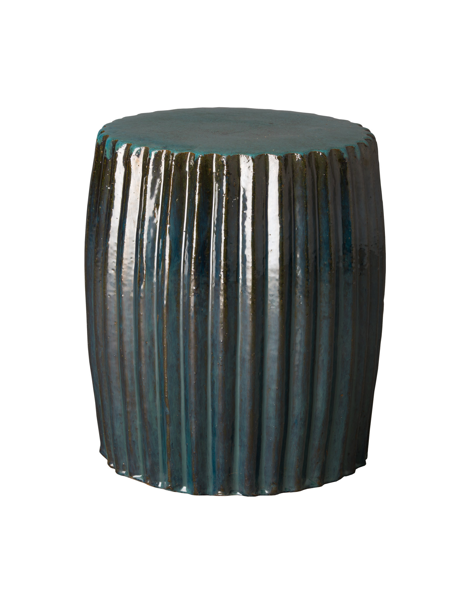 18" Pleated Stool, Turqouise Glaze - Contemporary - Accent And Garden ...