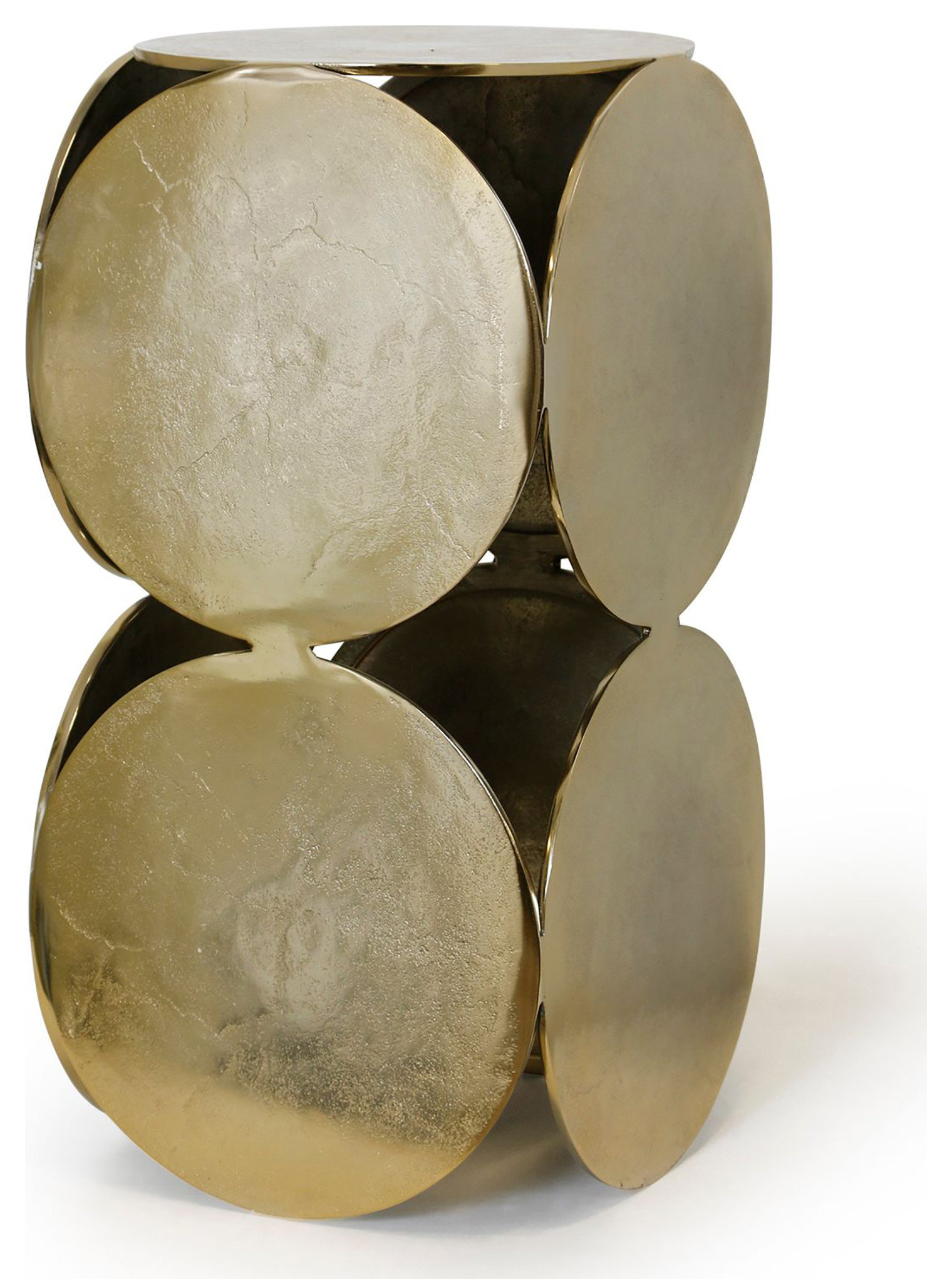 Champagne Aluminum Disk Sculpted Chair Side Table - Contemporary - Side ...