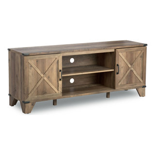 Oxford 60'' Wide 6 shelves Wooden Farmhouse TV Stand in Rustic Oak ...