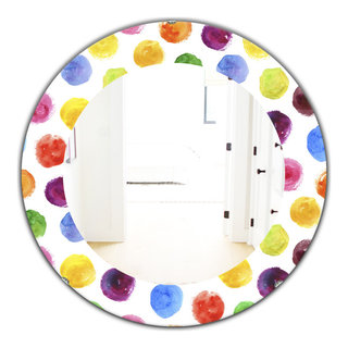 Designart Multicolor Watercolor Spots Frameless Oval Or Round Wall ...